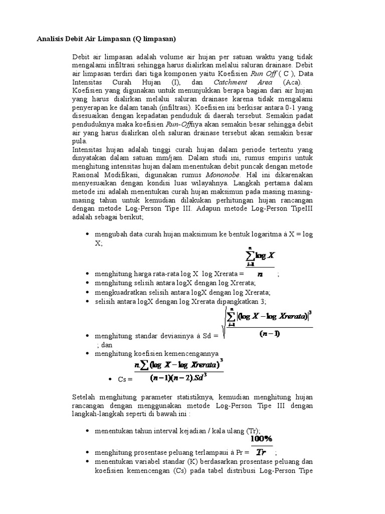 Perhitungan Dimensi Saluran | PDF