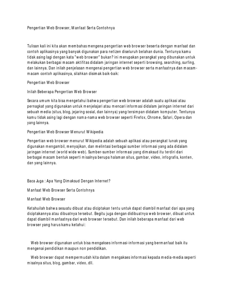 Manfaat Web Browser Dan Contohnya | PDF | Komputer
