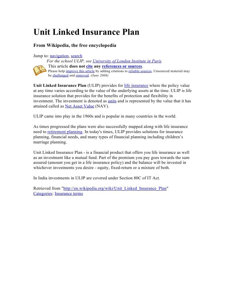Unit Linked Insurance Plan | PDF | Insurance | Economies