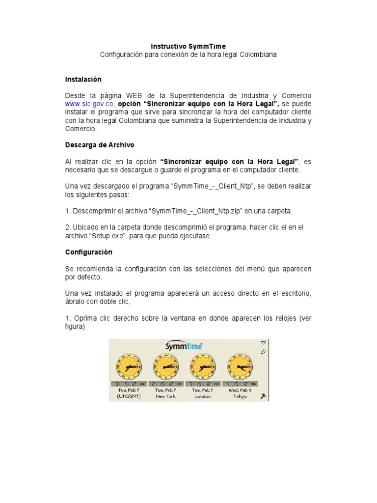 Instrucciones para SymmTime en Colombia | PDF | Localizador Uniforme de ...