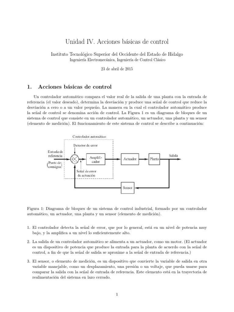 Acciones Basicas de Control | PDF | Sistema de control | Teoría de sistemas