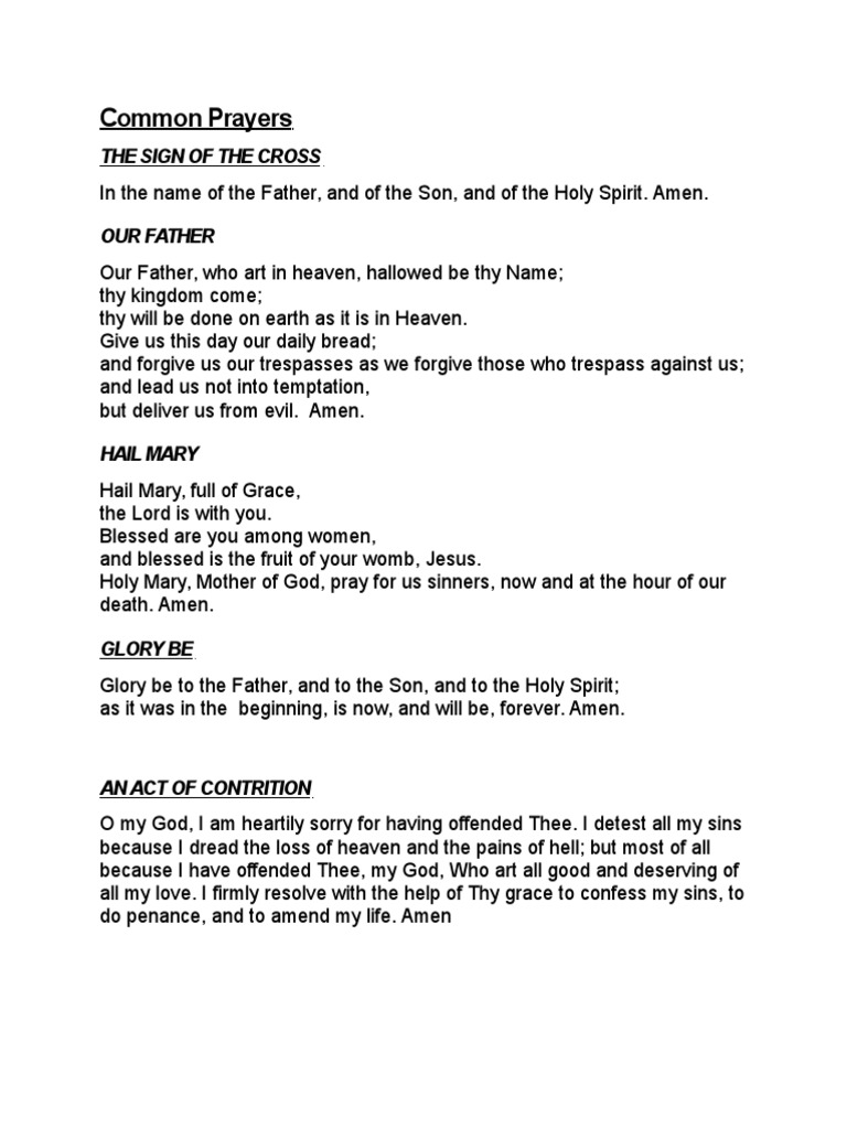 Common Prayers: The Sign of The Cross | PDF | Cooking, Food & Wine