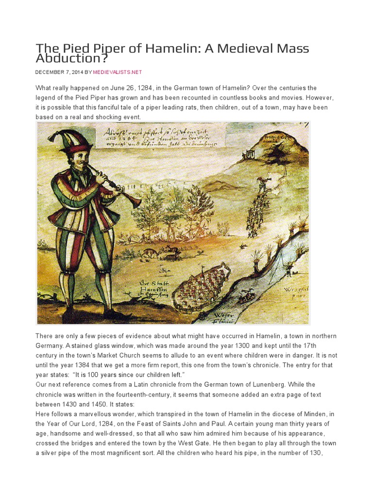 The Pied Piper of Hamelin, A Medieval Mass Abduction | PDF | Religion ...