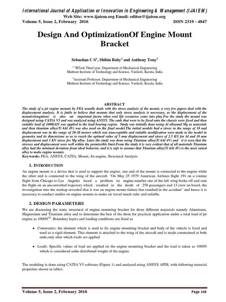 Design and OptimizationOf Engine Mount Bracket | PDF | Titanium ...