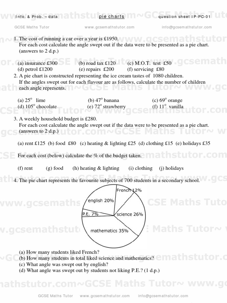 Pie Chart Calculations for GCSE Maths | PDF | Teaching Methods ...