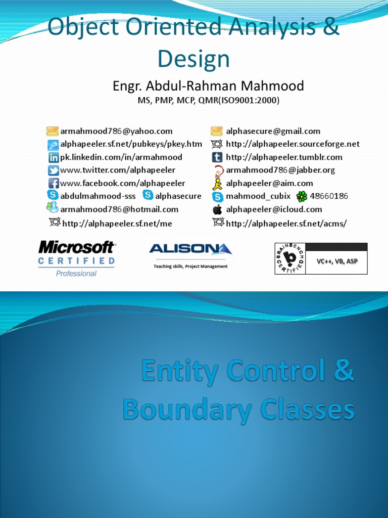 Entity Control & Boundary Classes | Download Free PDF | Class (Computer ...