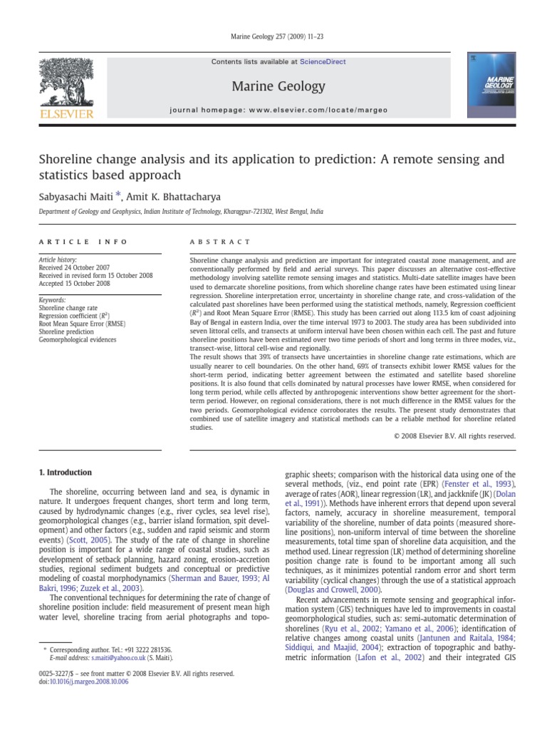 Shoreline Change Analysis and Its Application To Prediction-A Remote Sensing and Statistics ...