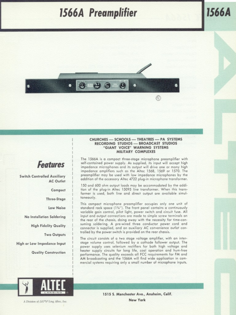 Altec 1566A PreAmp | PDF