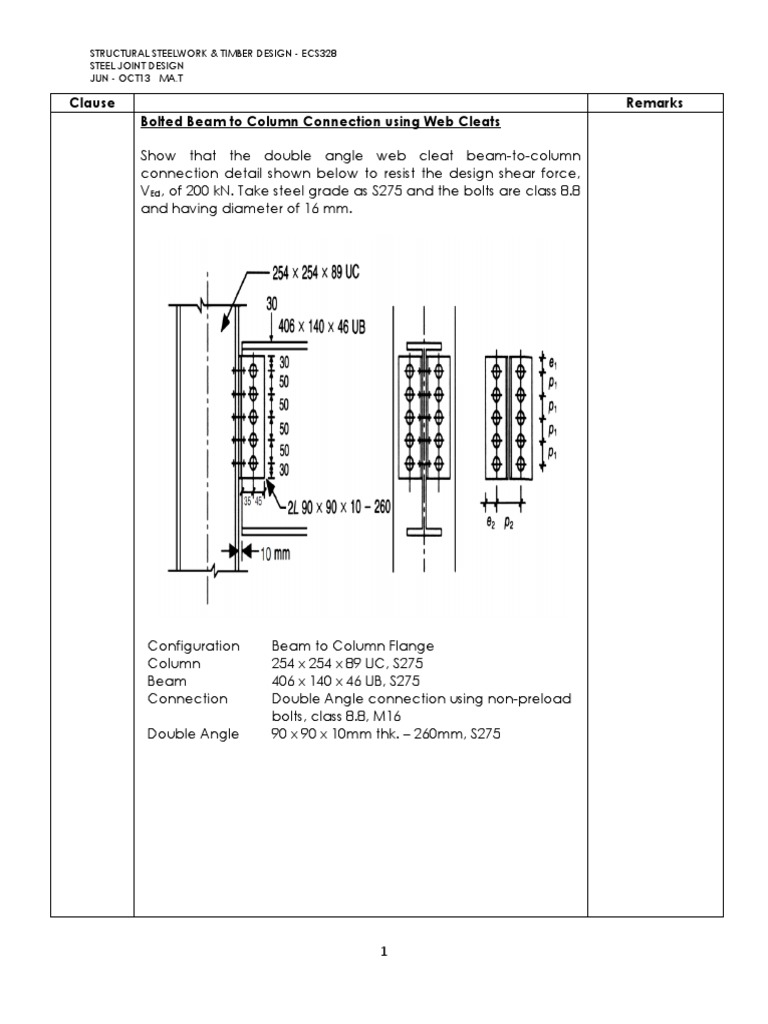 Double Angle Cleat Connection Design | PDF | Screw | Strength Of Materials