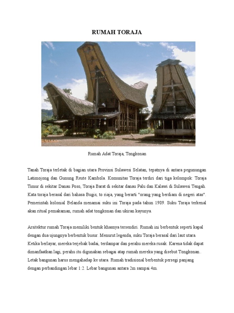 Arsitektur dan Struktur Rumah Toraja | PDF