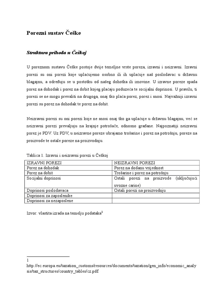Porezni Sustav Češke | PDF