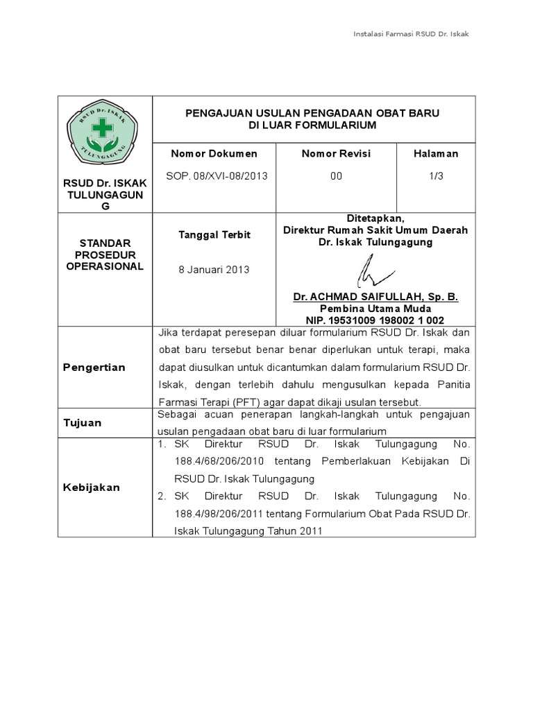 Contoh Formularium Rumah Sakit - Perumperindo.co.id