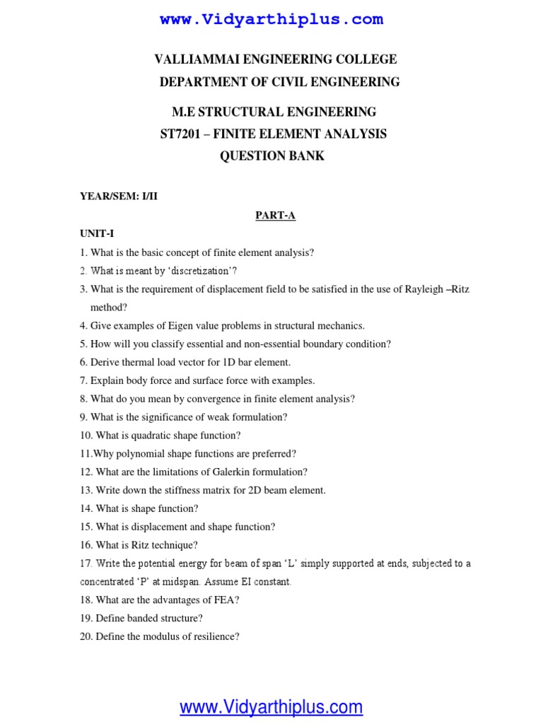 ST7201-Finite Element Method | Download Free PDF | Finite Element Method | Eigenvalues And ...