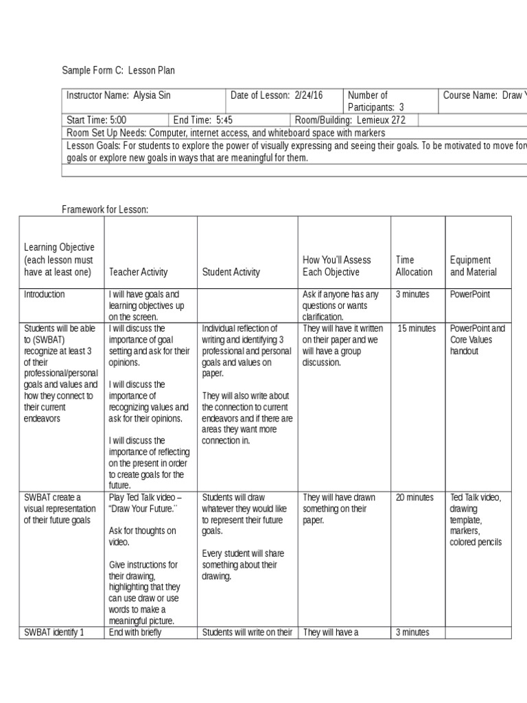 4 2 Portfolio Lesson Plan | PDF | Lesson Plan | Education Theory