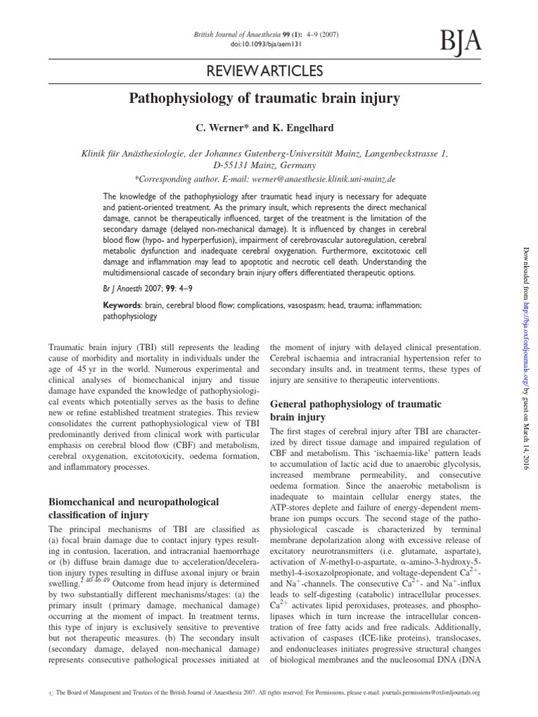Pathophysiology of TBI | PDF | Traumatic Brain Injury | Apoptosis