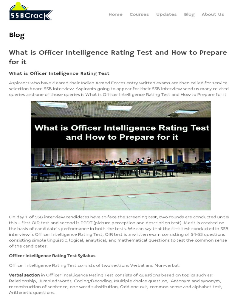 What Is Officer Intelligence Rating Test and How To Prepare For It ...