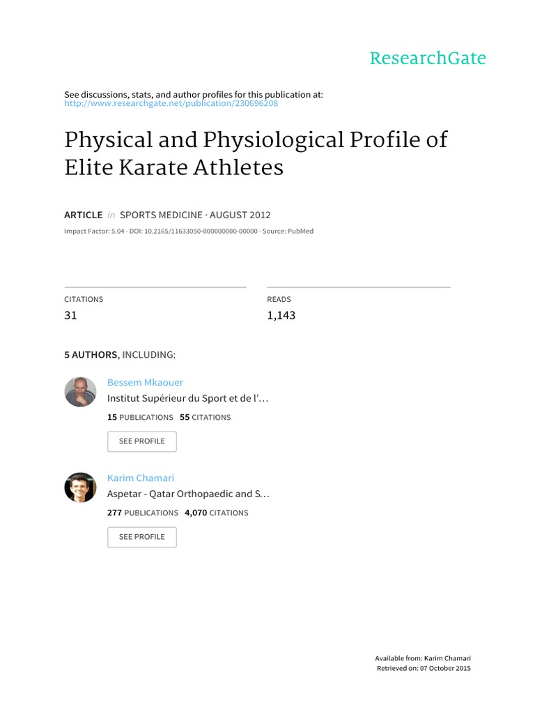 Elite Karate Athletes' Profiles | PDF | Karate | Flexibility (Anatomy)