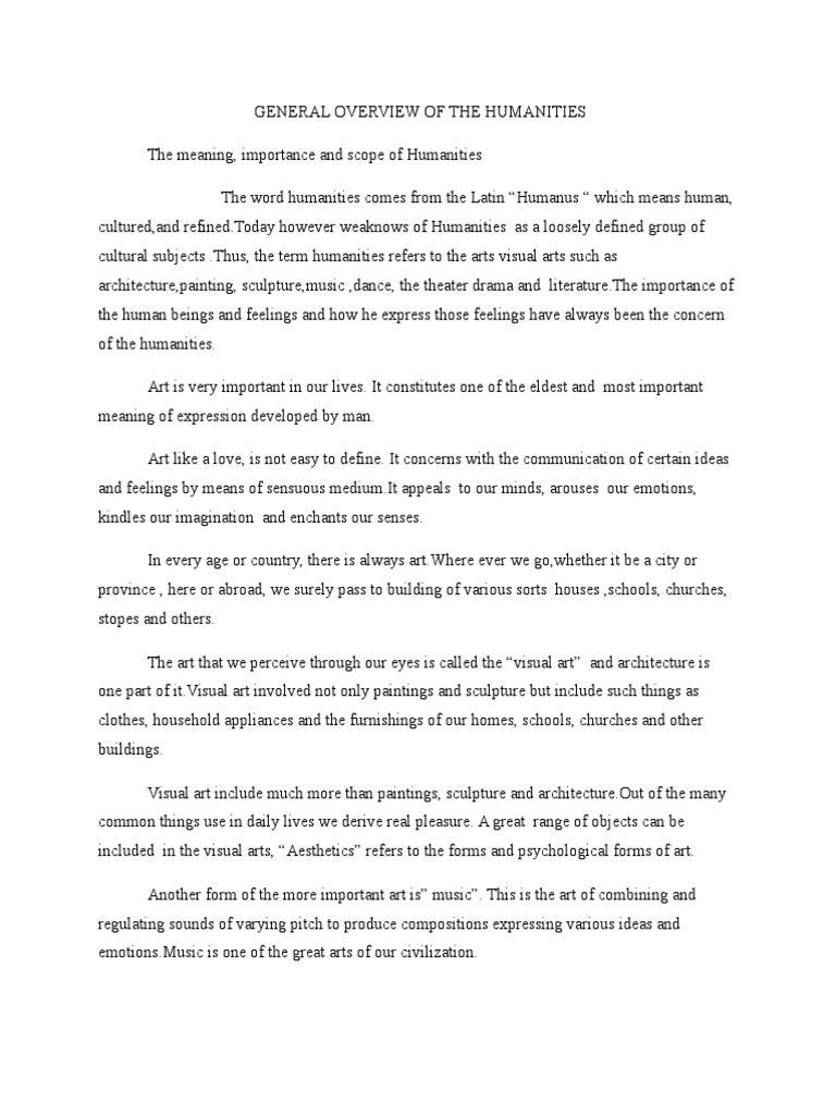 General Overview of The Humanities | PDF | Humanities | Emotions