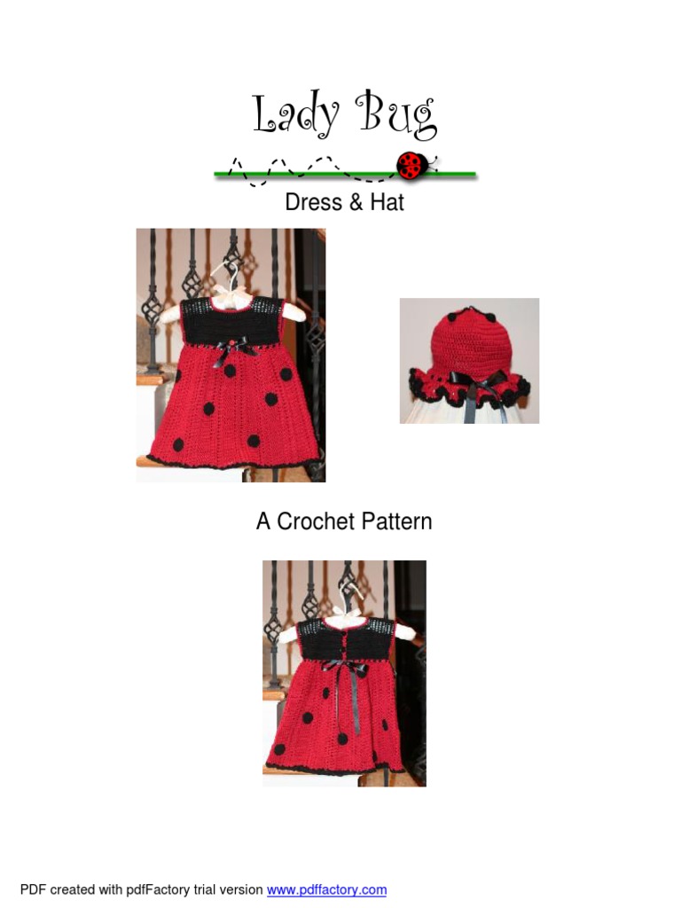 Crochet Ladybug Dress and Hat Pattern | PDF | Crafts | Softlines (Retail)