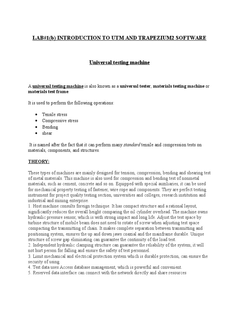 Universal Testing Machine | PDF | Bending | Machines