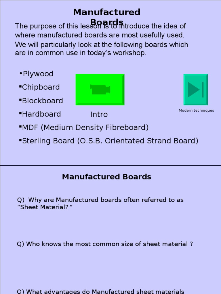 Manufactured Boards: Modern Techniques | PDF | Plywood | Conservation ...