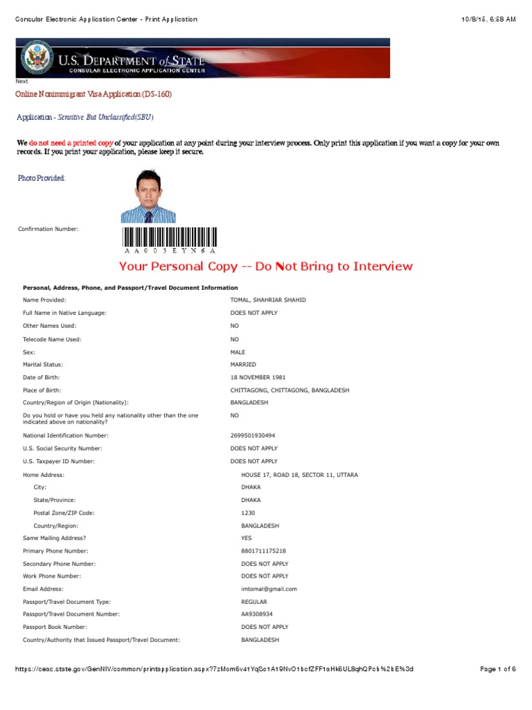CEAC Print Application Overview | PDF | Travel Visa | Zip Code