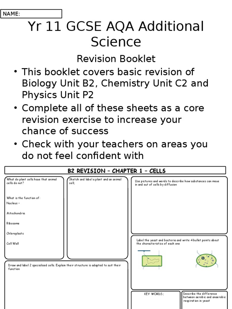 GCSE 2016 AQA Additional Science Revision Sheets | PDF | Radioactive ...