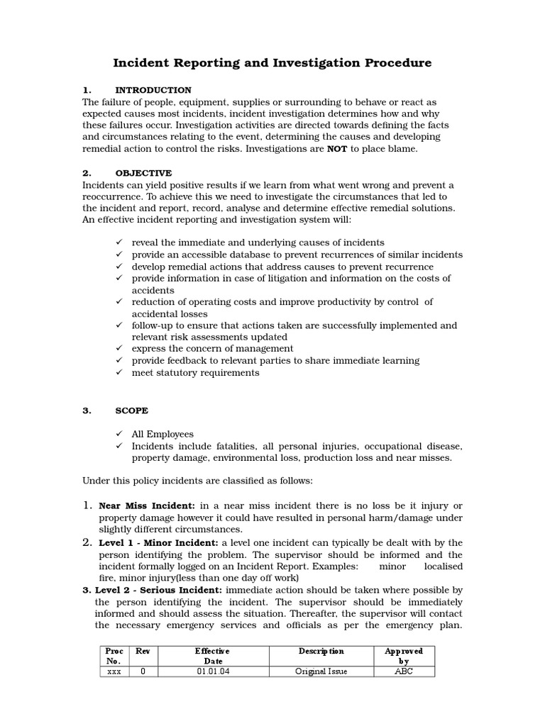 Incident Reporting and Investigation Guide | PDF | Personal Protective ...