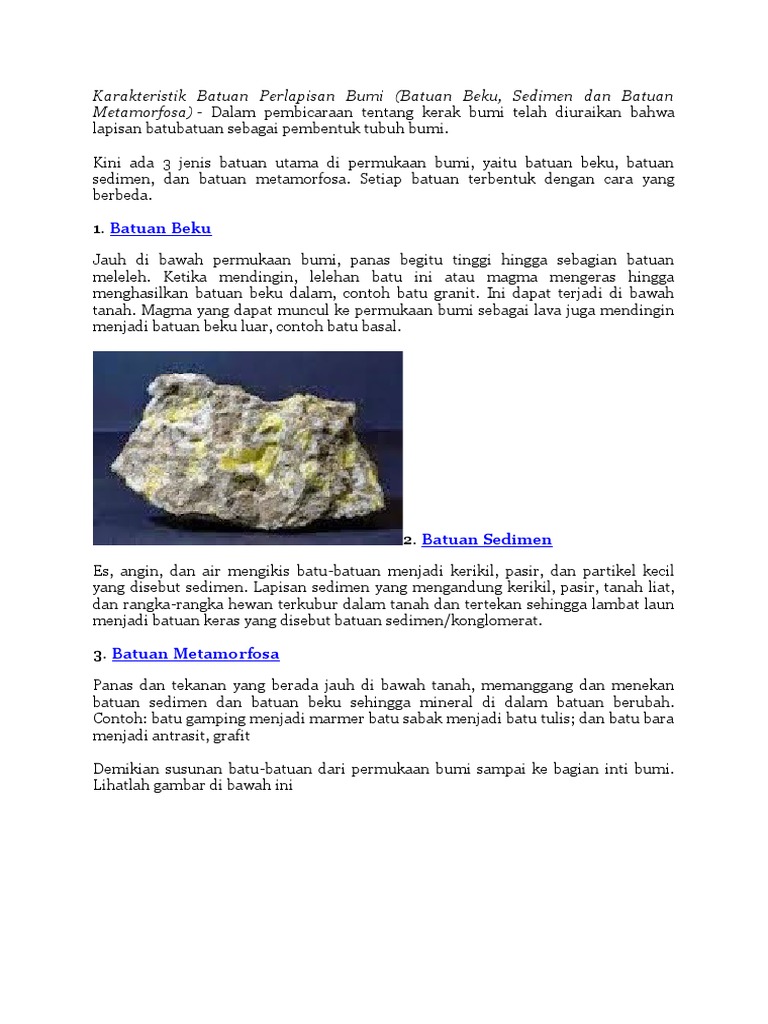 Karakteristik Batuan Perlapisan Bumi | PDF | Ilmu Sosial | Sains ...