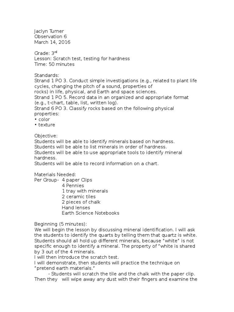 Scratch Test Testing For Hardness | PDF | Minerals | Hardness