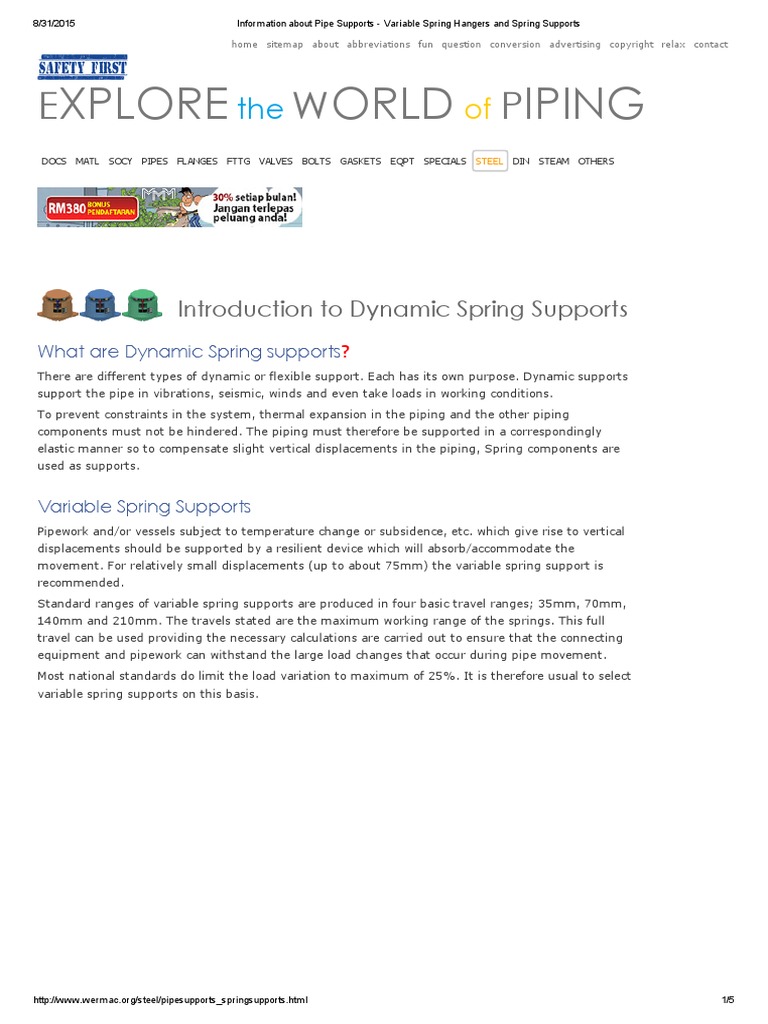 Variable Spring Hangers and Spring Supports | PDF | Pipe (Fluid ...