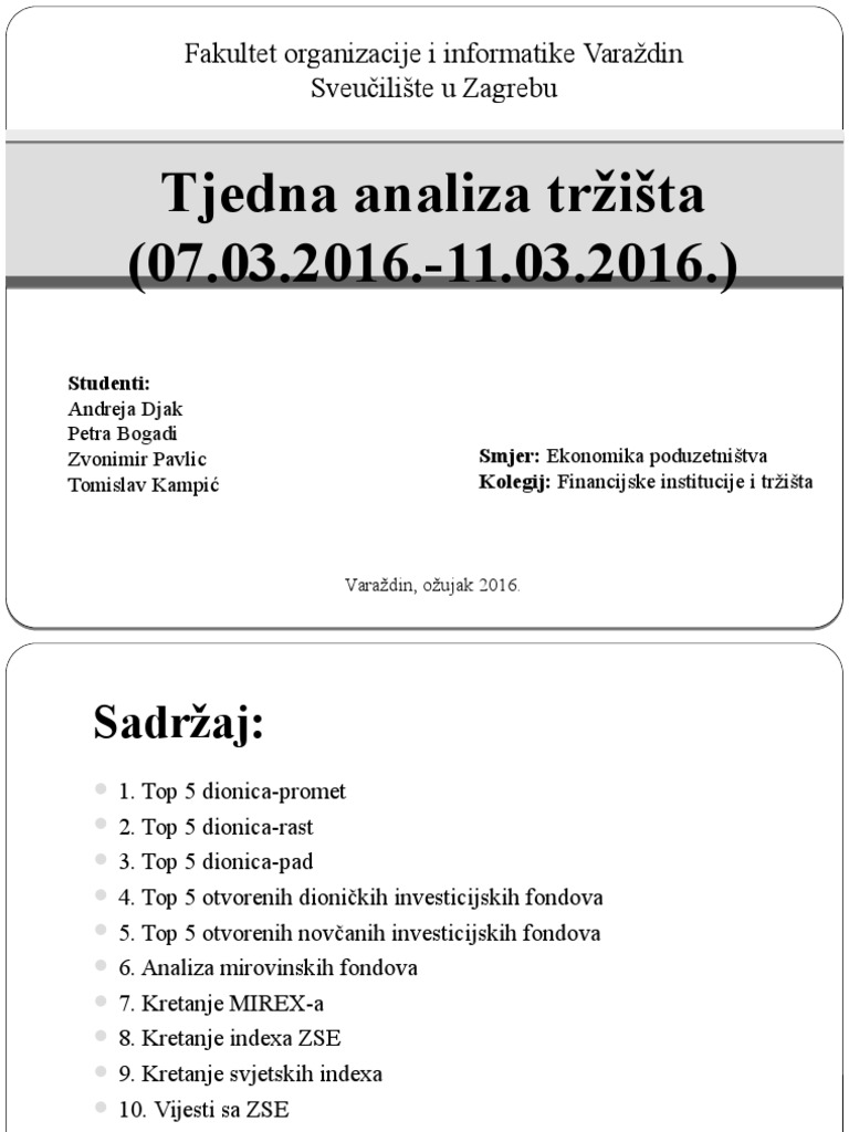 Tjedna Analiza Tržišta | PDF