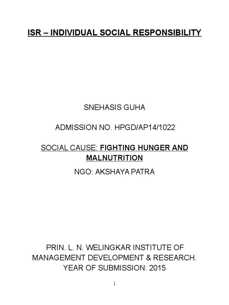 Project ISR | PDF | Corporate Social Responsibility | Kitchen