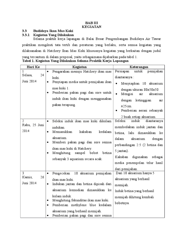 Contoh Bab 3 Laporan PKL | PDF
