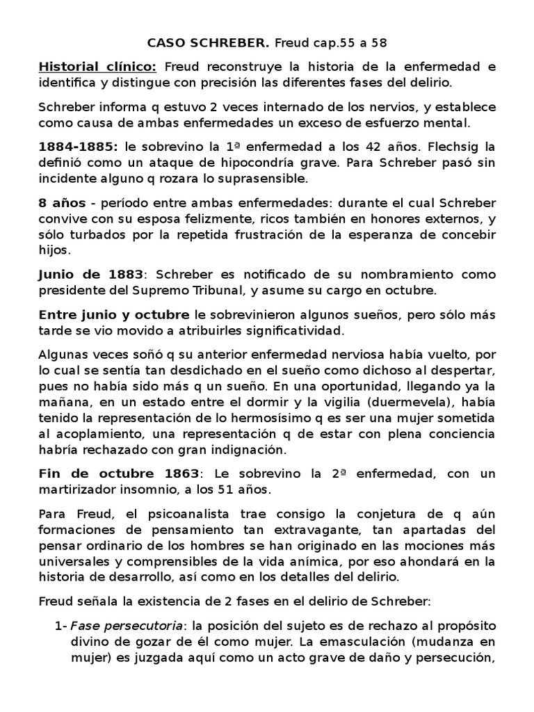 Caso Schreber | PDF | Engaño | Sigmund Freud