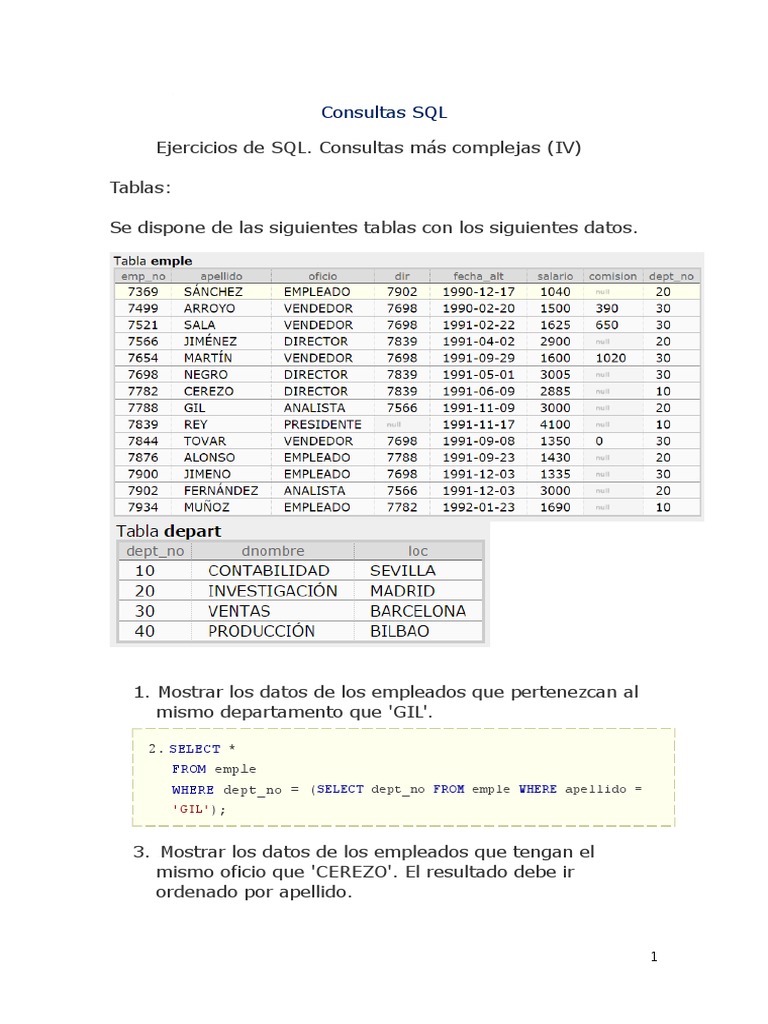 Consultas SQL - Ejercicios Resueltos | SQL | Gestión de datos