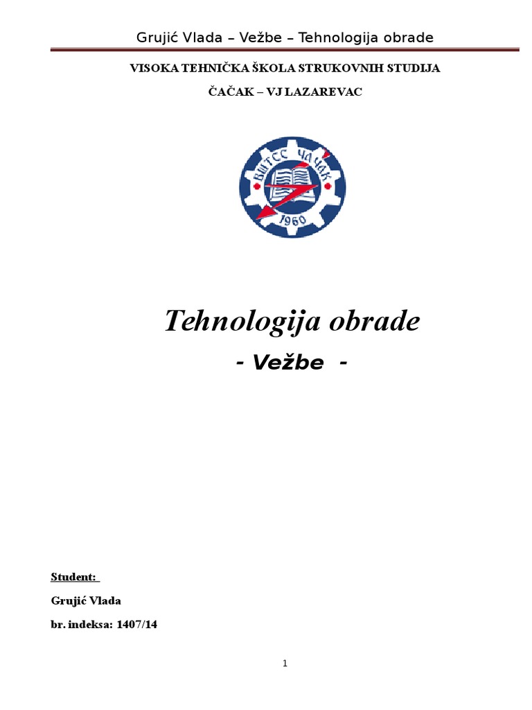 Vezba Br. 01 Obrada Struganjem | PDF