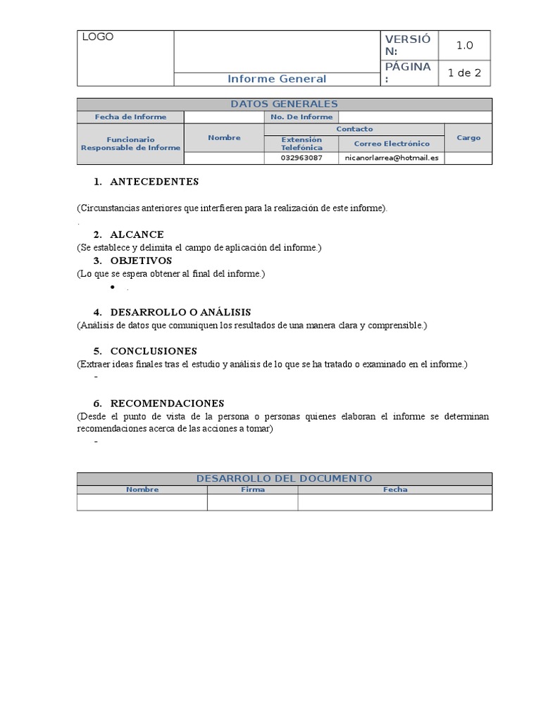Informe General: Datos Clave y Estructura | PDF