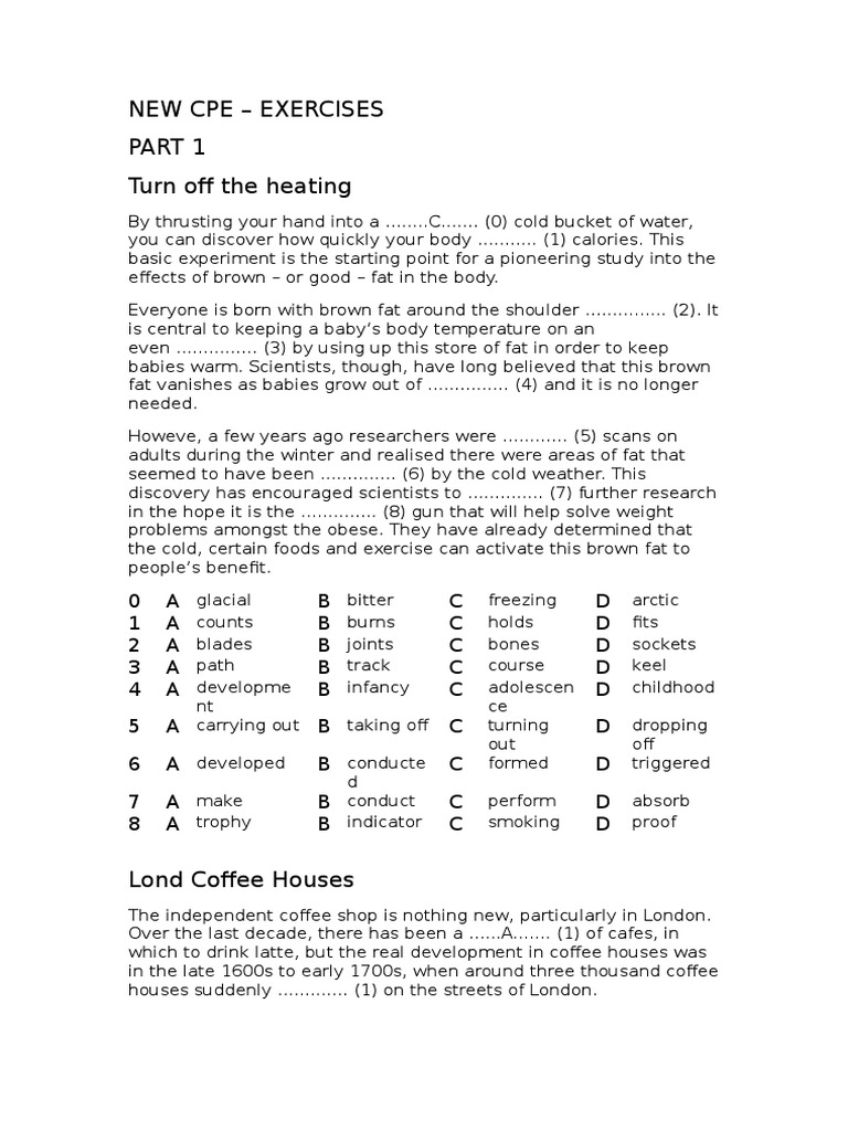 New Cpe - Exercises | PDF | Coffeehouse | Nature