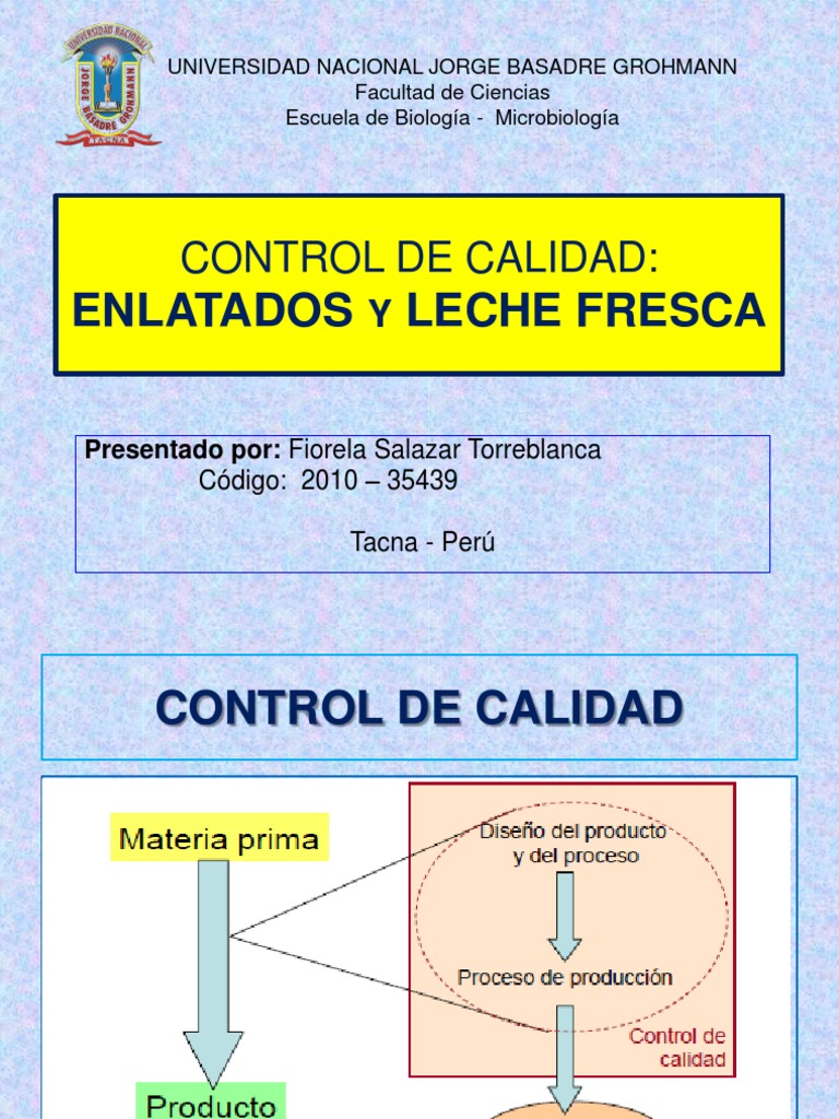 Control de Calidad de Enlatados y Leche Fresca Mejorado | PDF | Leche ...