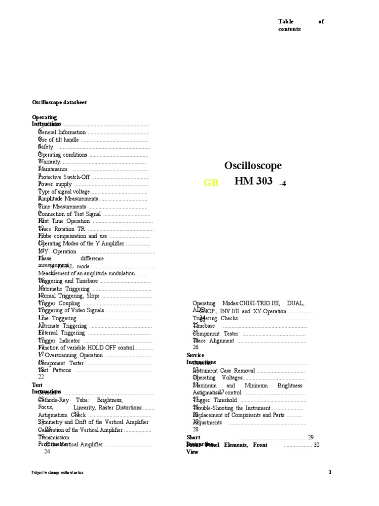 Oscilloscope HM 303: Oscilloscope Datasheet Operating Instructions ...