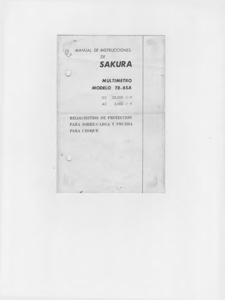 Manual de Multímetro Sakura TR-6SA | PDF