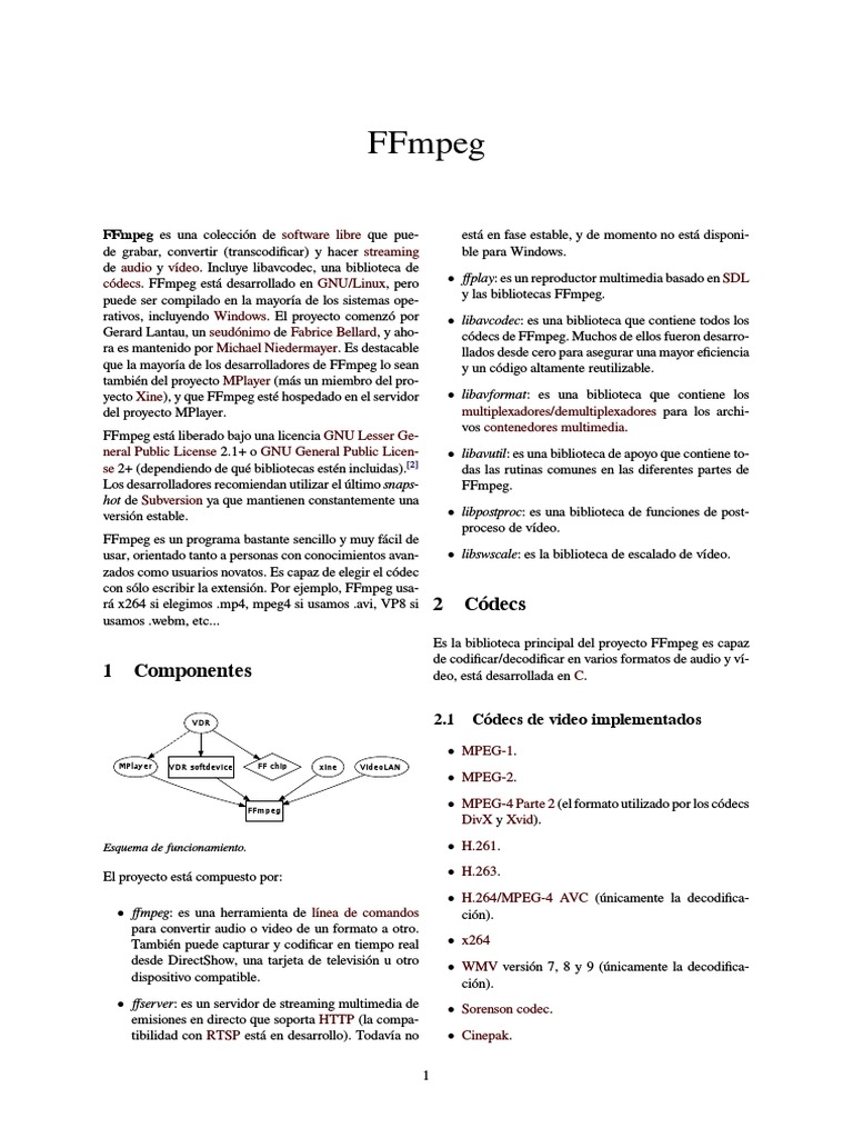 FFmpeg: Guía de uso y características | PDF | Software libre | Tecnología de medios