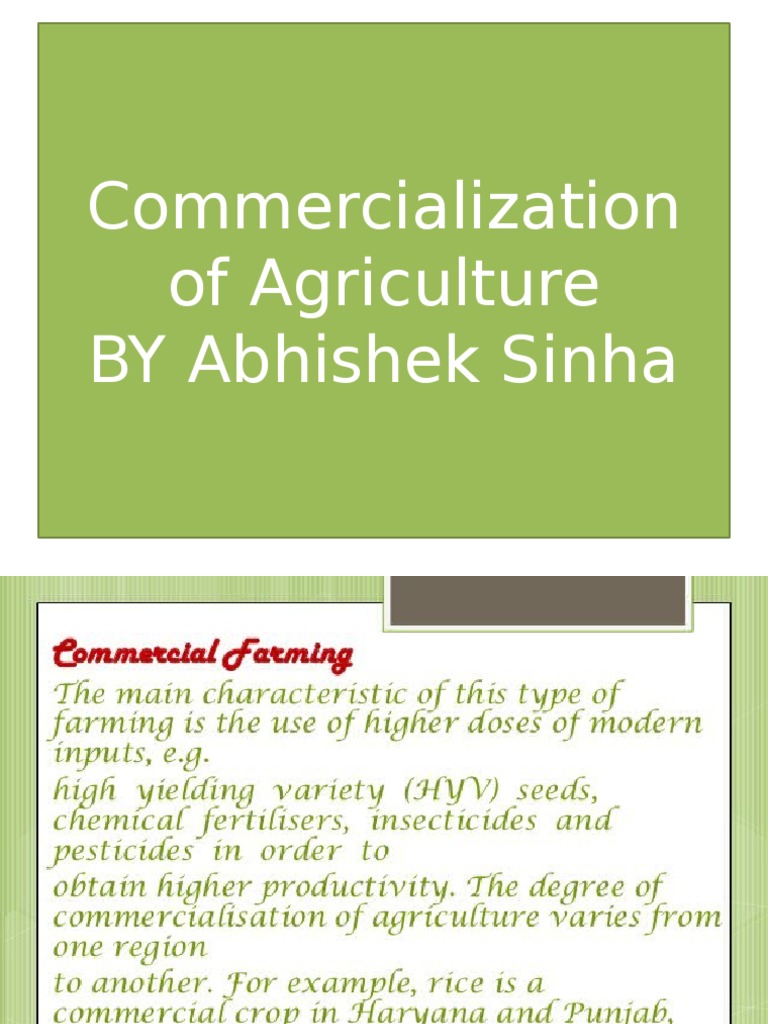 Commercialization of Agriculture | Labour Economics | Agriculture
