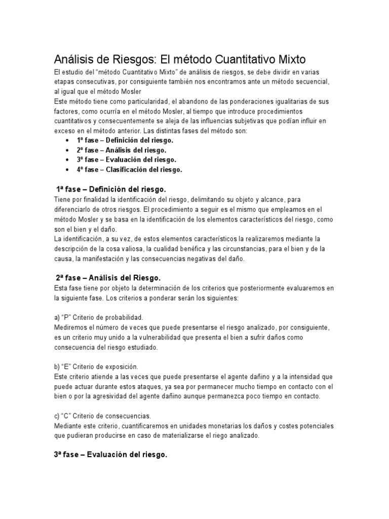 El Método Cuantitativo Mixto | PDF | Planificación | Riesgo