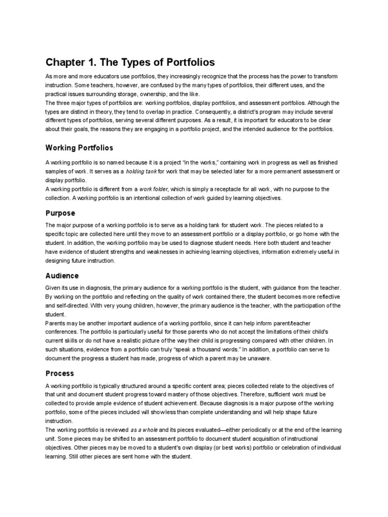 Chapter 1. The Types of Portfolios | PDF | Educational Assessment ...