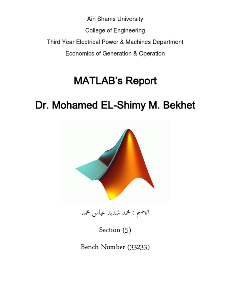 MATLAB's Report Dr. Mohamed EL-Shimy M. Bekhet | PDF | Algorithms ... MATLAB's Report Dr. Mohamed EL-Shimy M. Bekhet | PDF | Algorithms ...