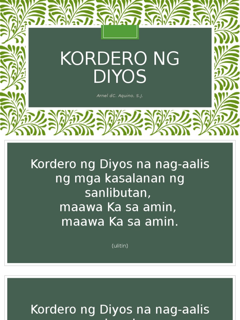 Kordero NG Diyos (Aquino, S.J.) | PDF