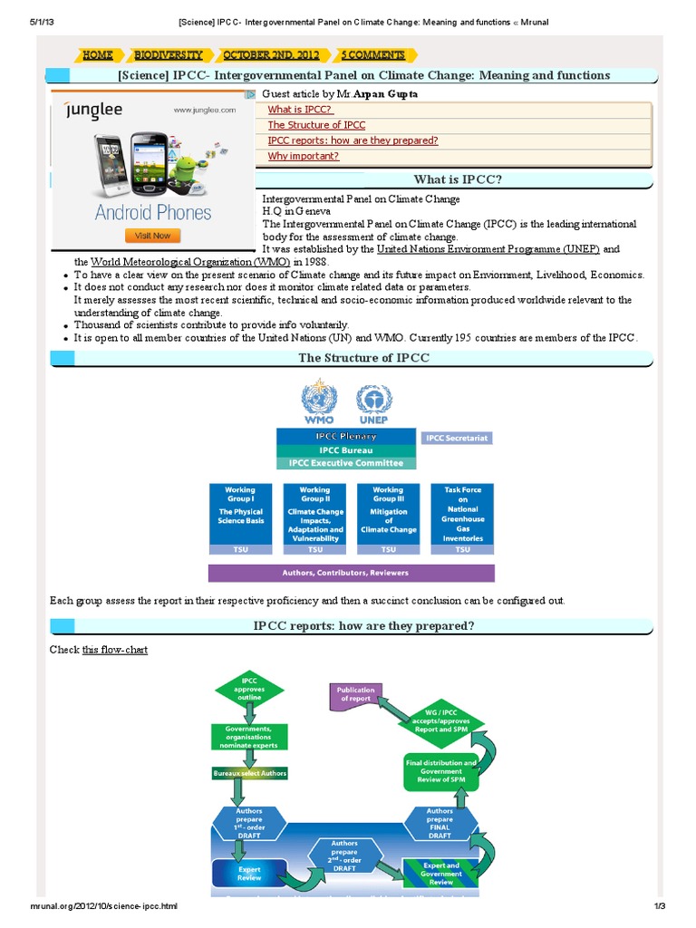 (Science) IPCC - Intergovernmental Panel On Climate Change - Meaning ...