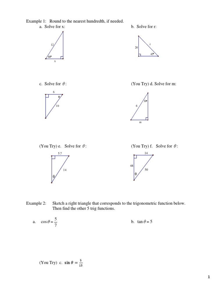 Trig Functions Work Book Pdf Trigonometric Functions Sine